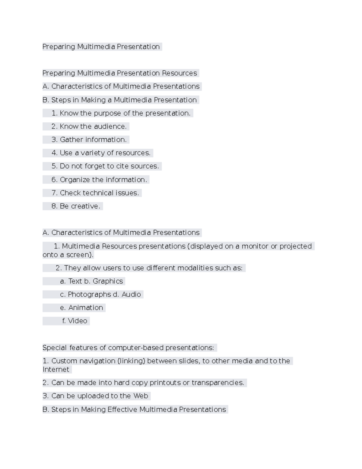 Mid Preparing Multimedia Presentation - Preparing Multimedia ...