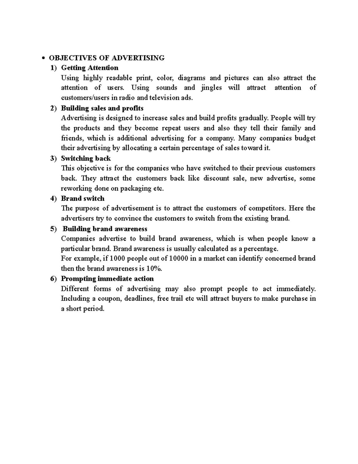 Marketing 10 - OBJECTIVES OF ADVERTISING 1) Getting Attention Using ...