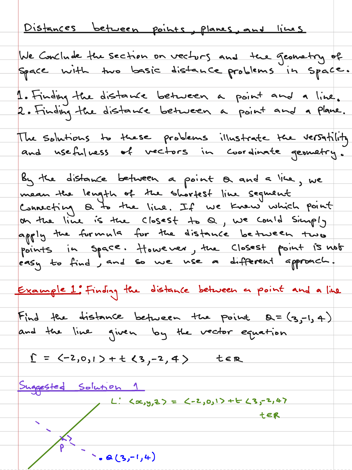 37 Distances in Space - notes and examples - MAM1032S - Studocu