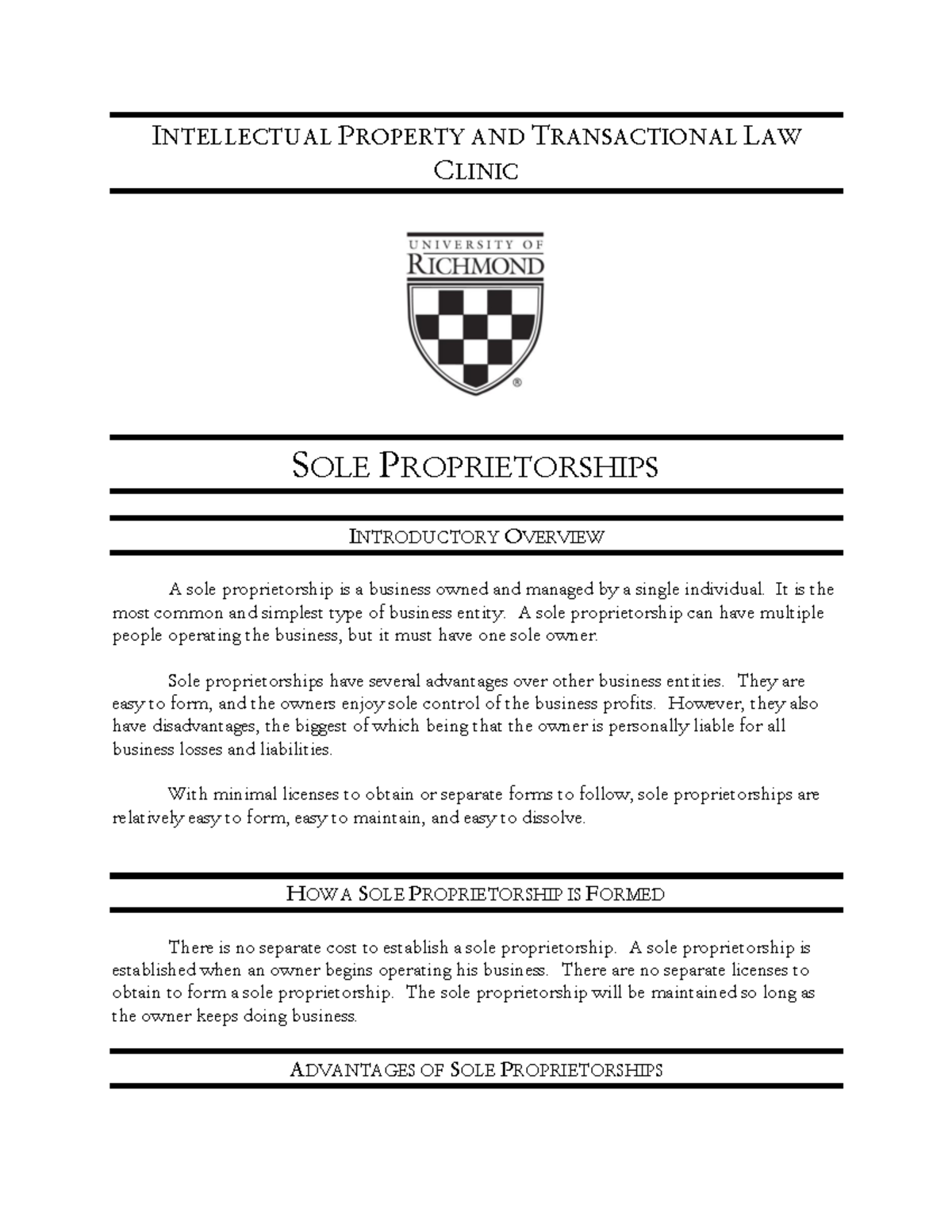 Business-sole-proprietorship - INTELLECTUAL PROPERTY AND TRANSACTIONAL ...