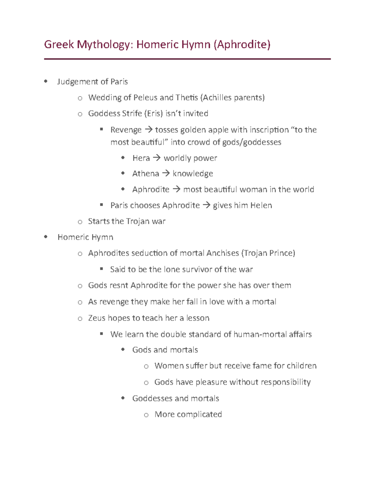 Homeric Hymn to Aphrodite - Studocu