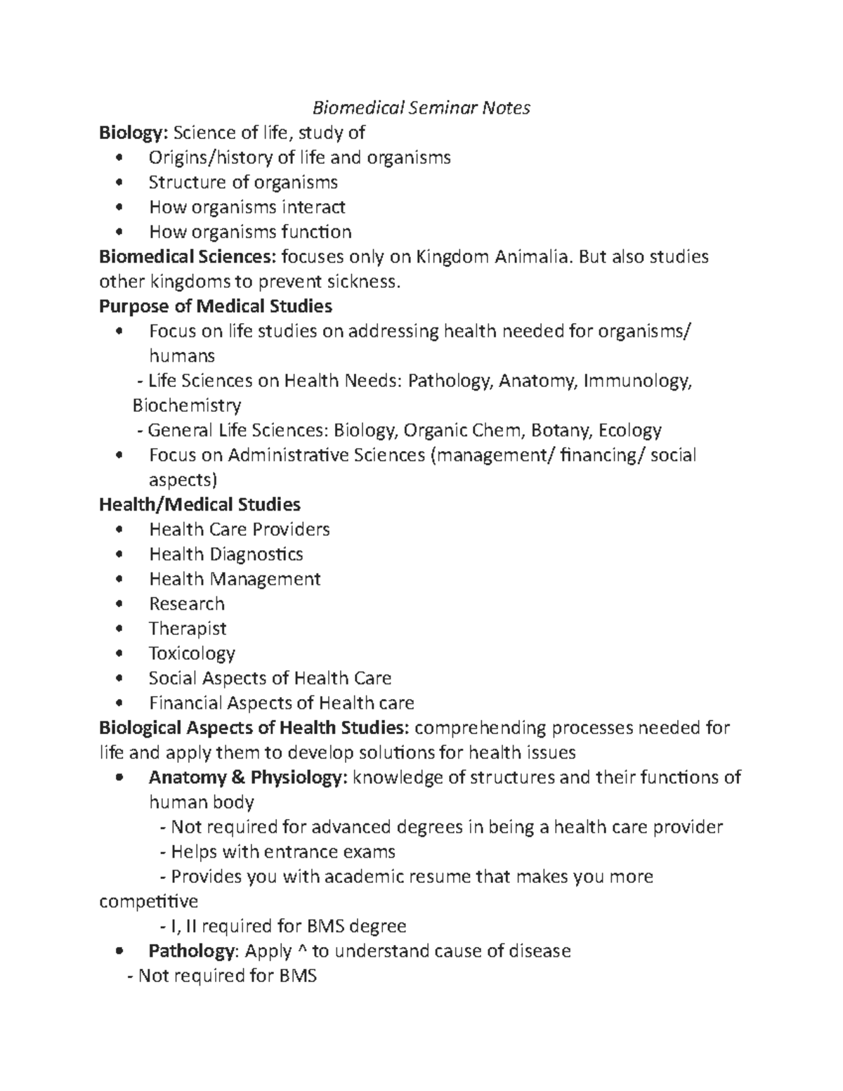 Biomedical Seminar - But also studies other kingdoms to prevent ...