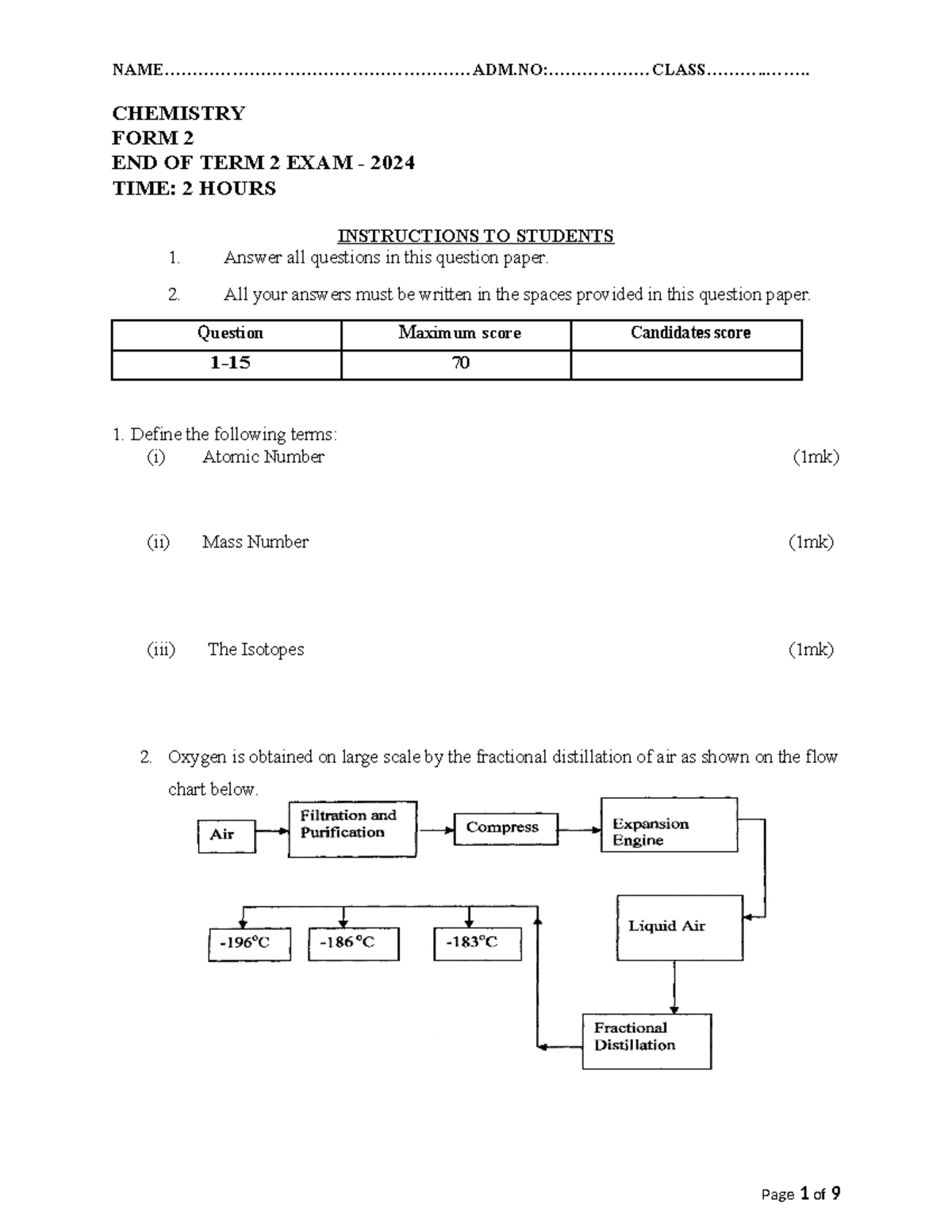 Chemistry F2 QN Teacher - - Studocu