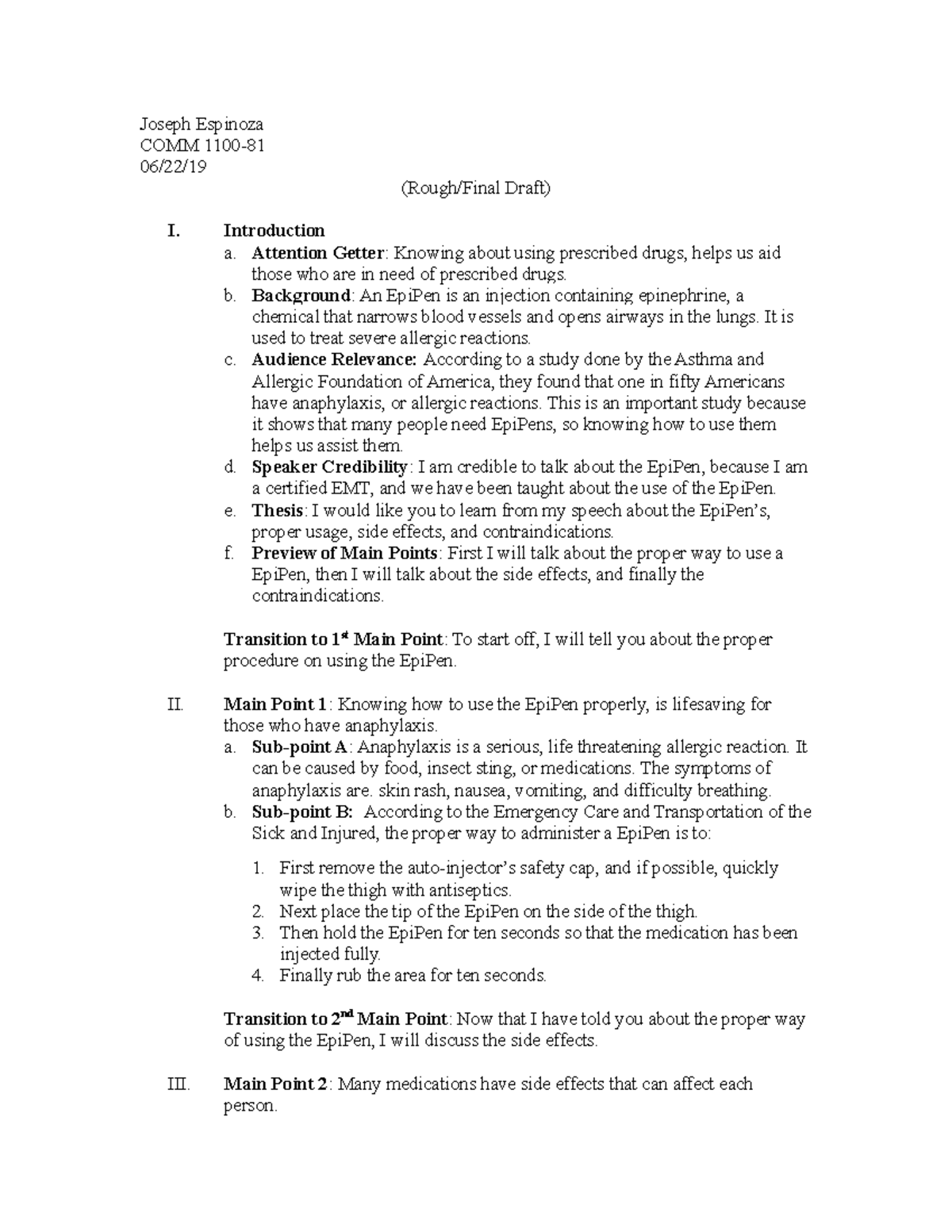Informative rough draft - Joseph Espinoza COMM 1100- 06/22/ (Rough ...