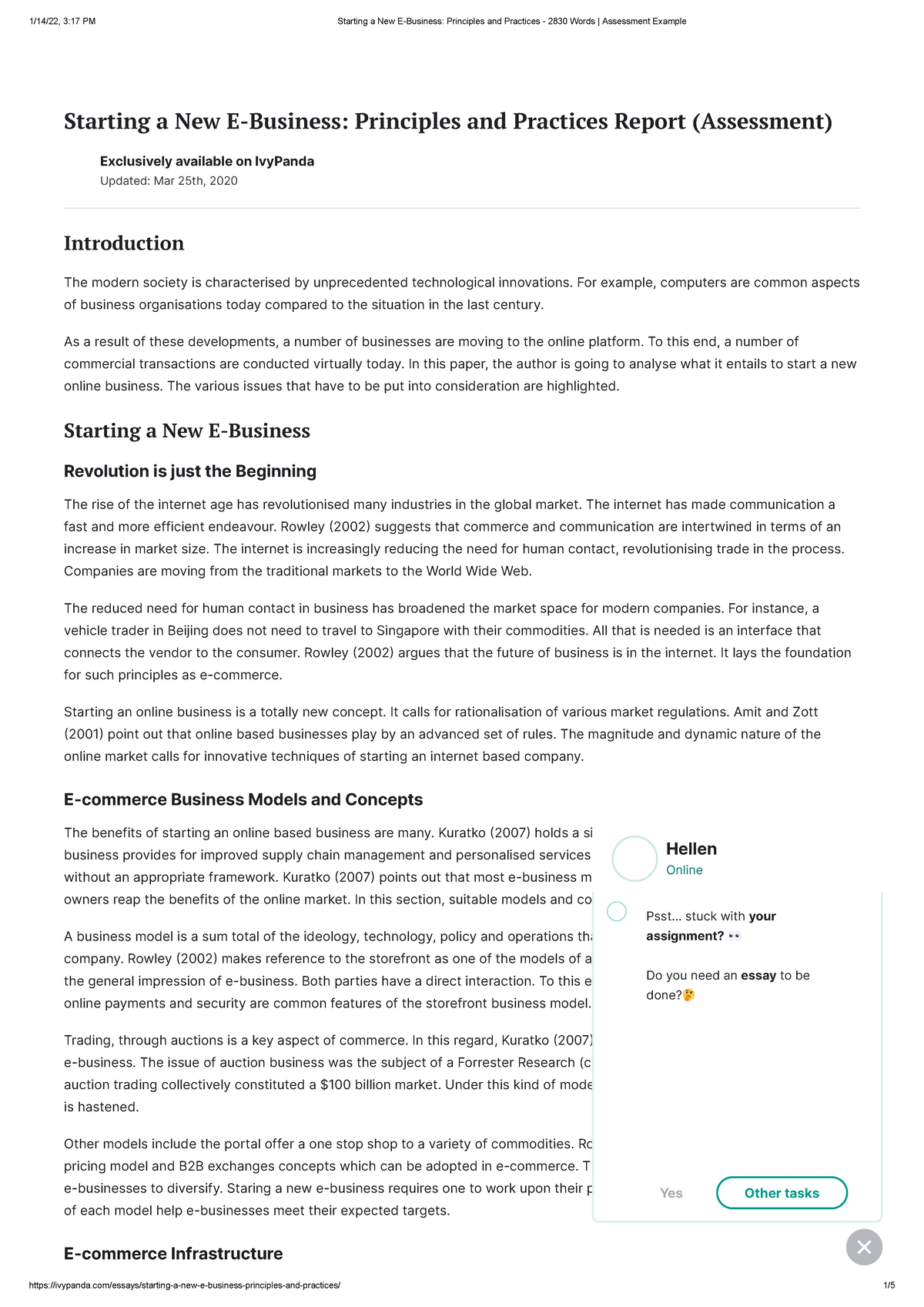 Starting a New E-Business Principles and Practices - 2830 Words ...