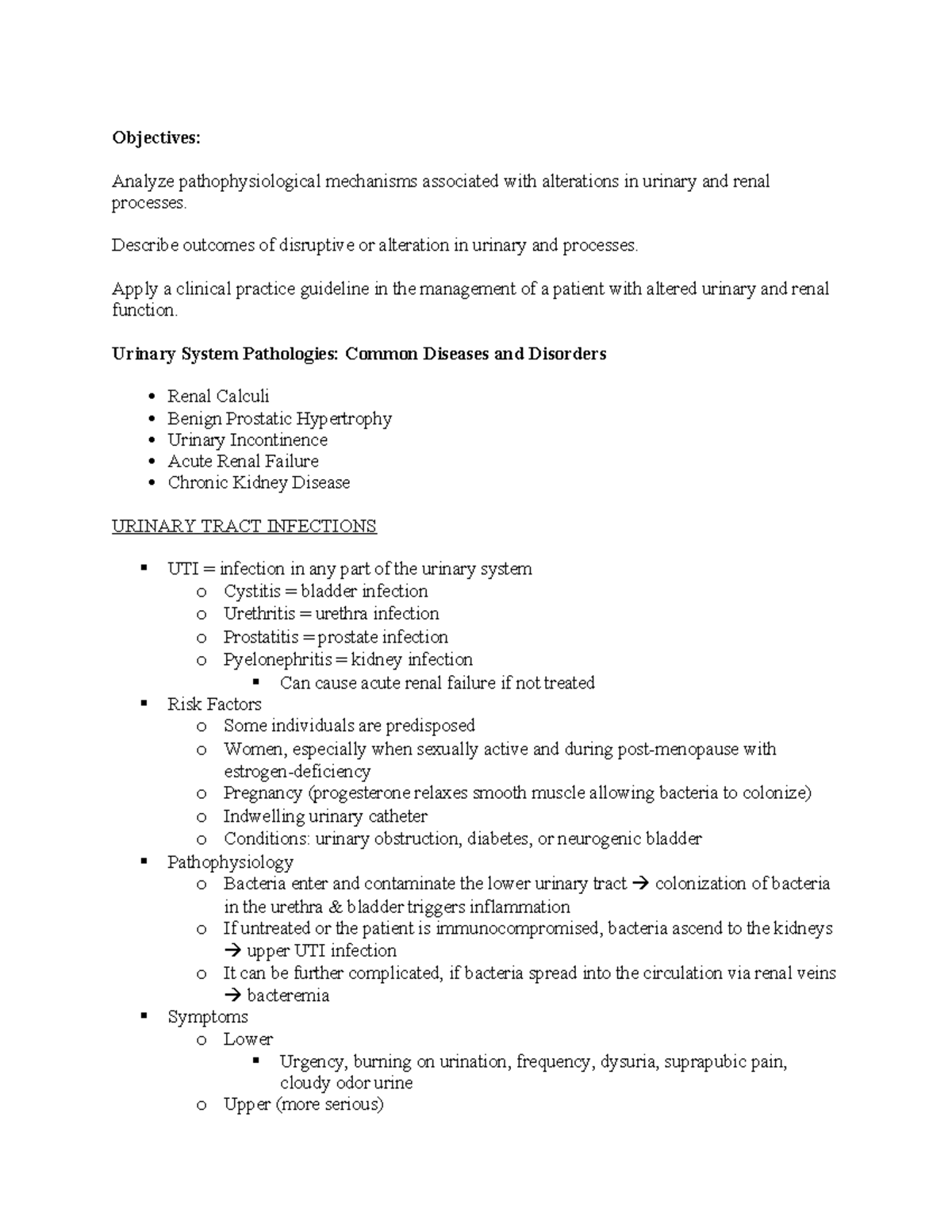NR507 Week 4 - Objectives: Analyze pathophysiological mechanisms associated with alterations in ...