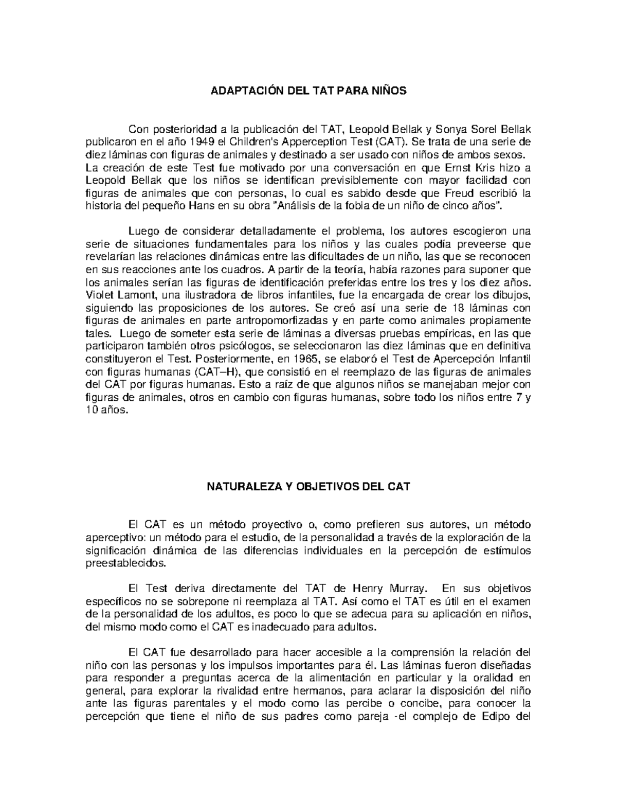 S12.s1 Manual- Adaptación - del CAT-a y CAT-s - ADAPTACIÓN DEL TAT PARA NIÑOS Con posterioridad ...
