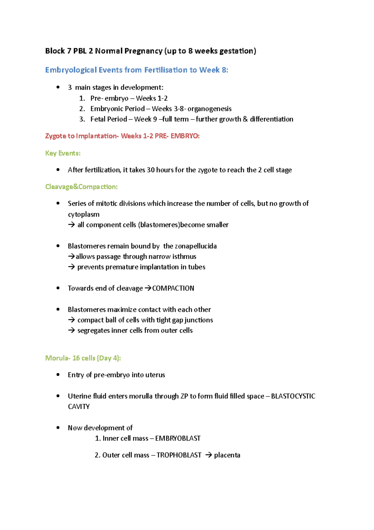 Block 7 PBL 2 Normal Pregnancy - Block 7 PBL 2 Normal Pregnancy (up to ...