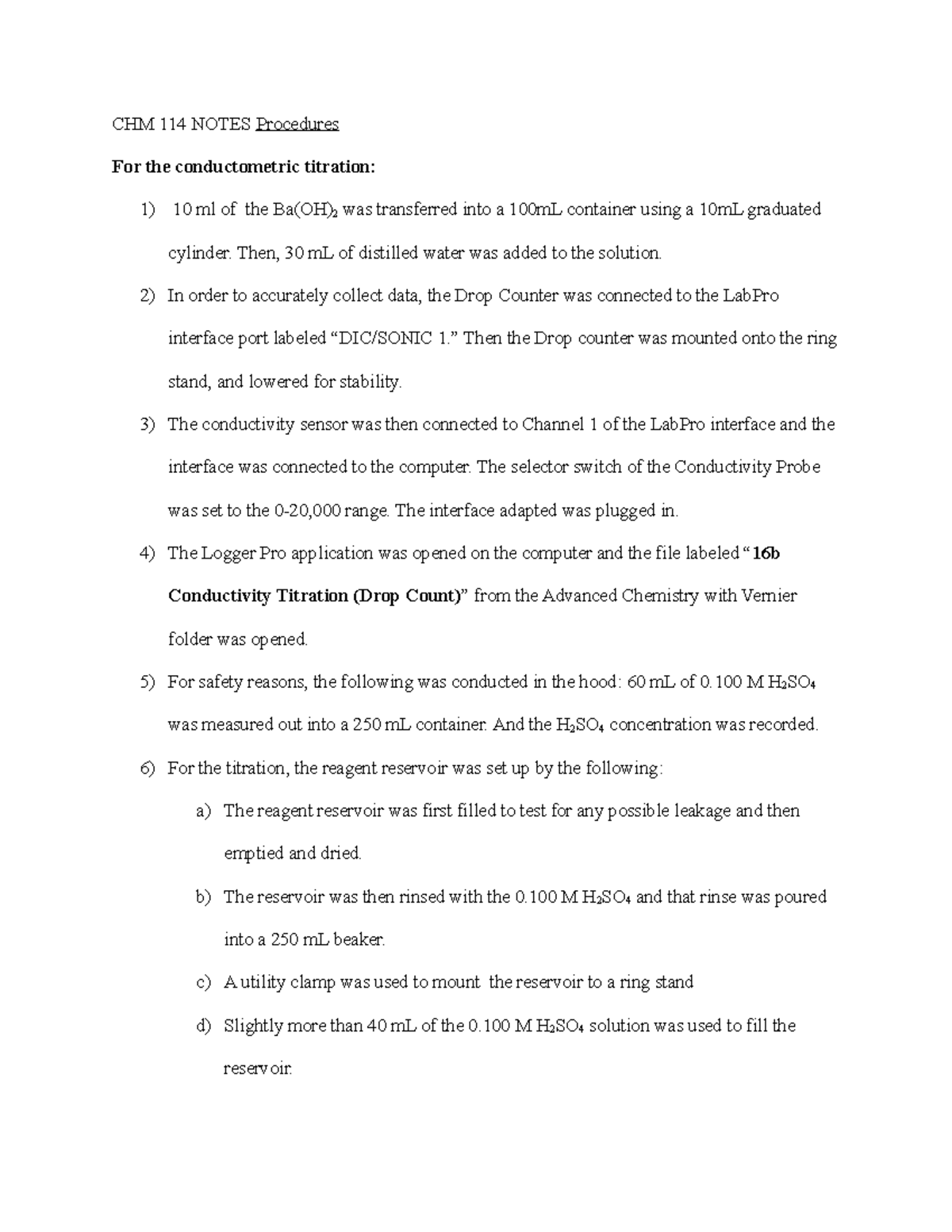 Chem Lab Report notes - Chemistry Laboratory I - CHM 114 NOTES ...