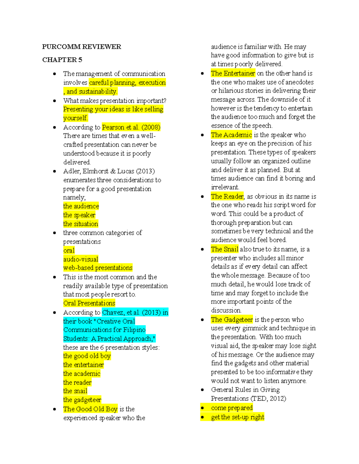 Purcomm- Reviewer - study well - PURCOMM REVIEWER CHAPTER 5 The ...