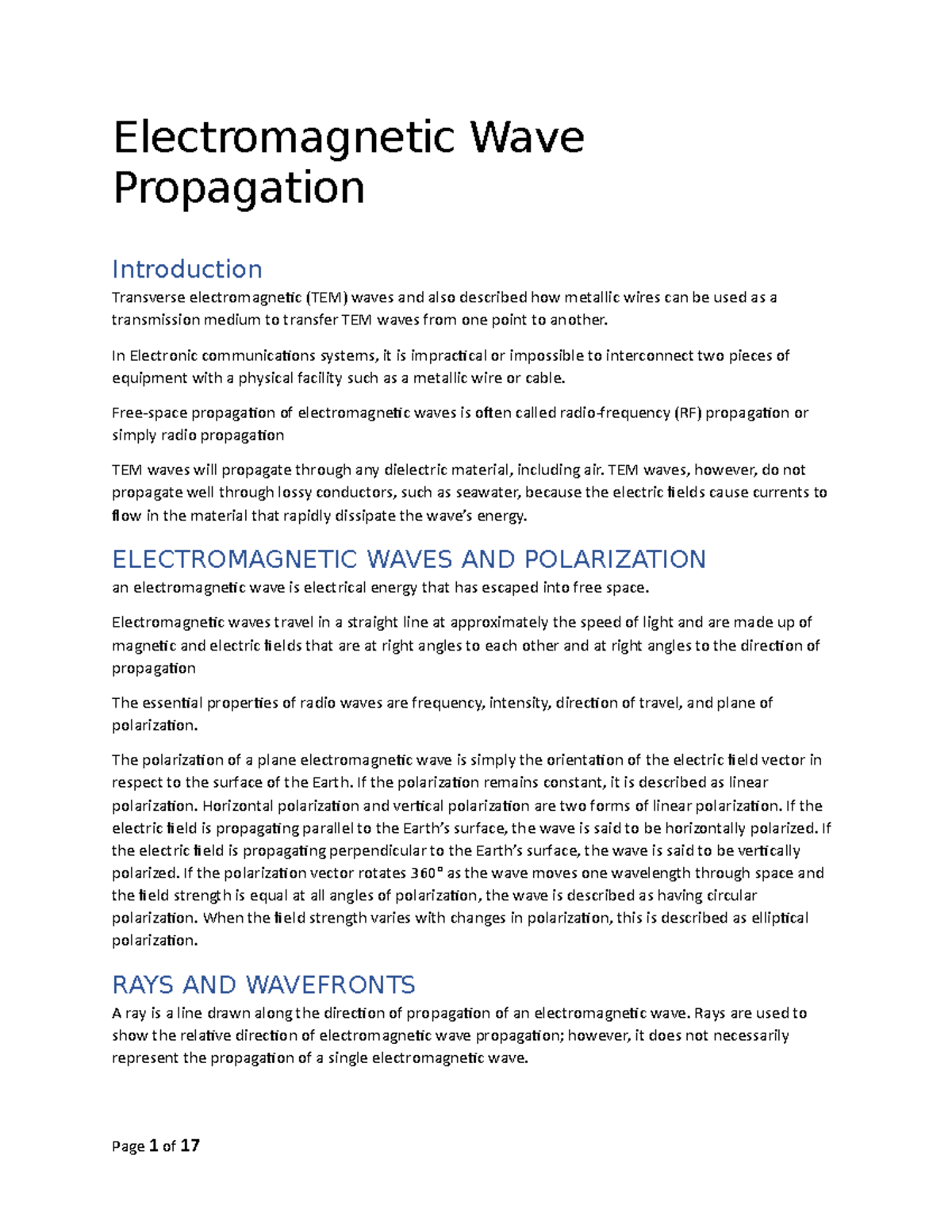 6 Electromagnetic Wave Propagation - Electromagnetic Wave Propagation ...
