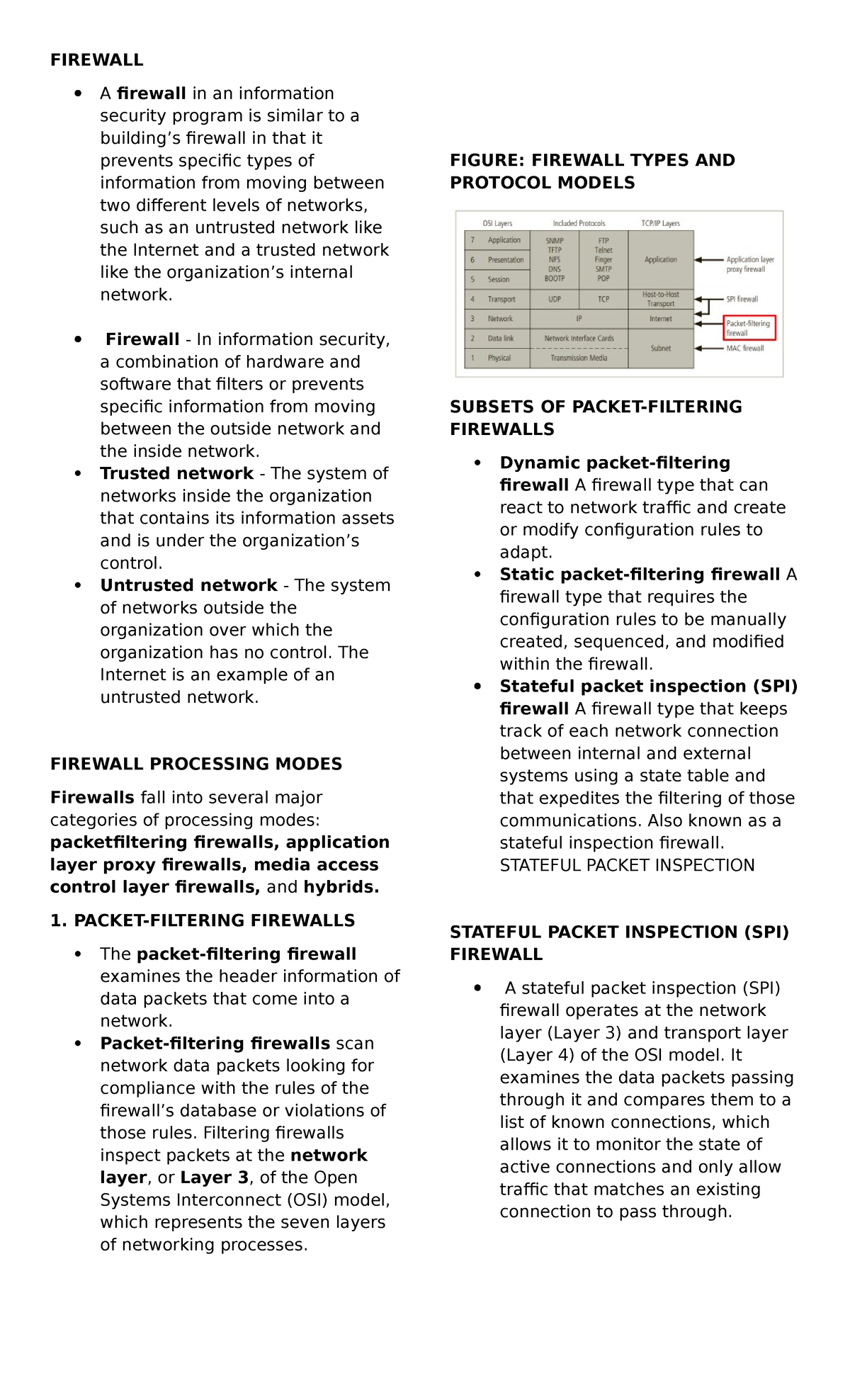 Firewall - FIREWALL A firewall in an information security program is ...