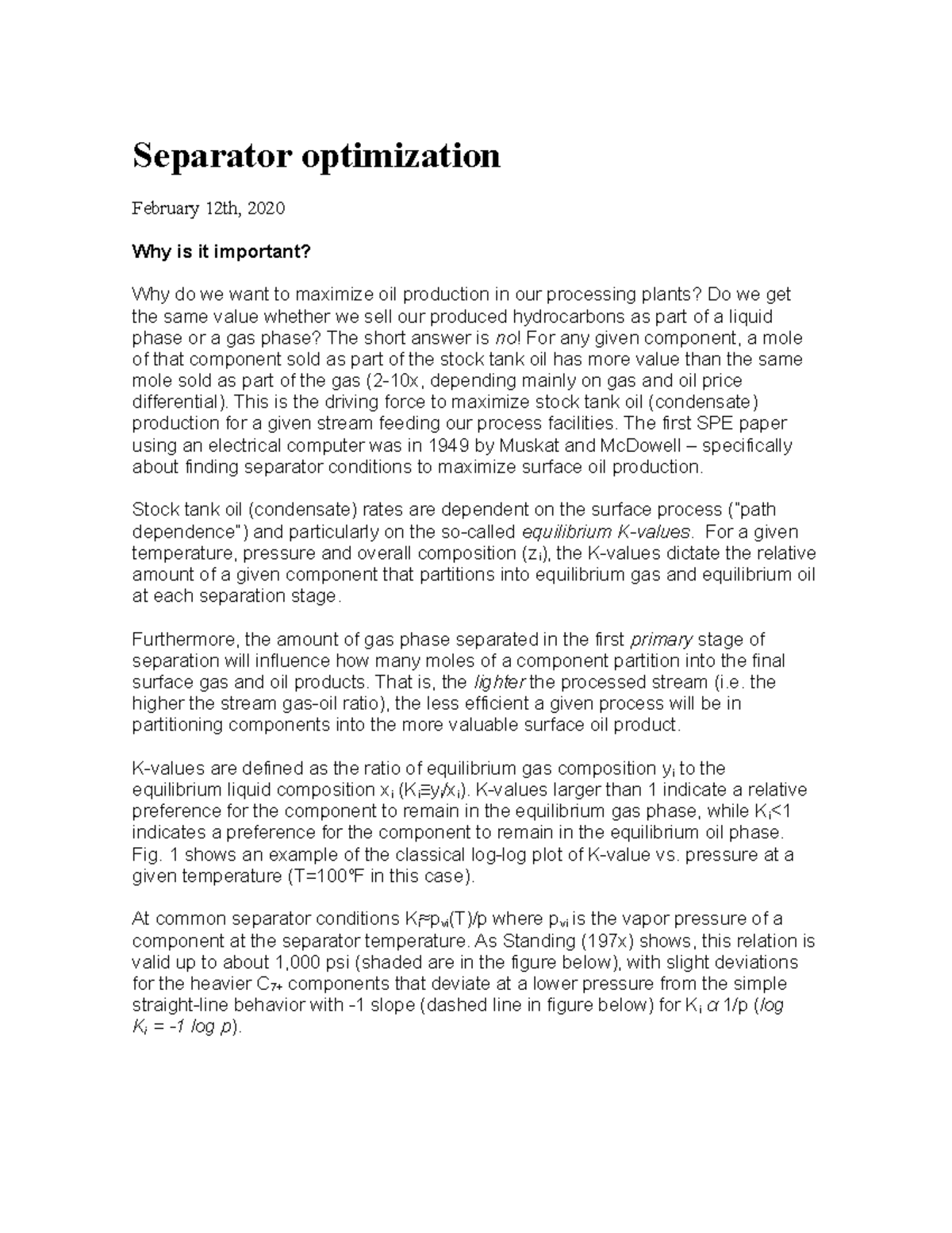 Separator optimization - Separator optimization February 12th, 2020 Why ...