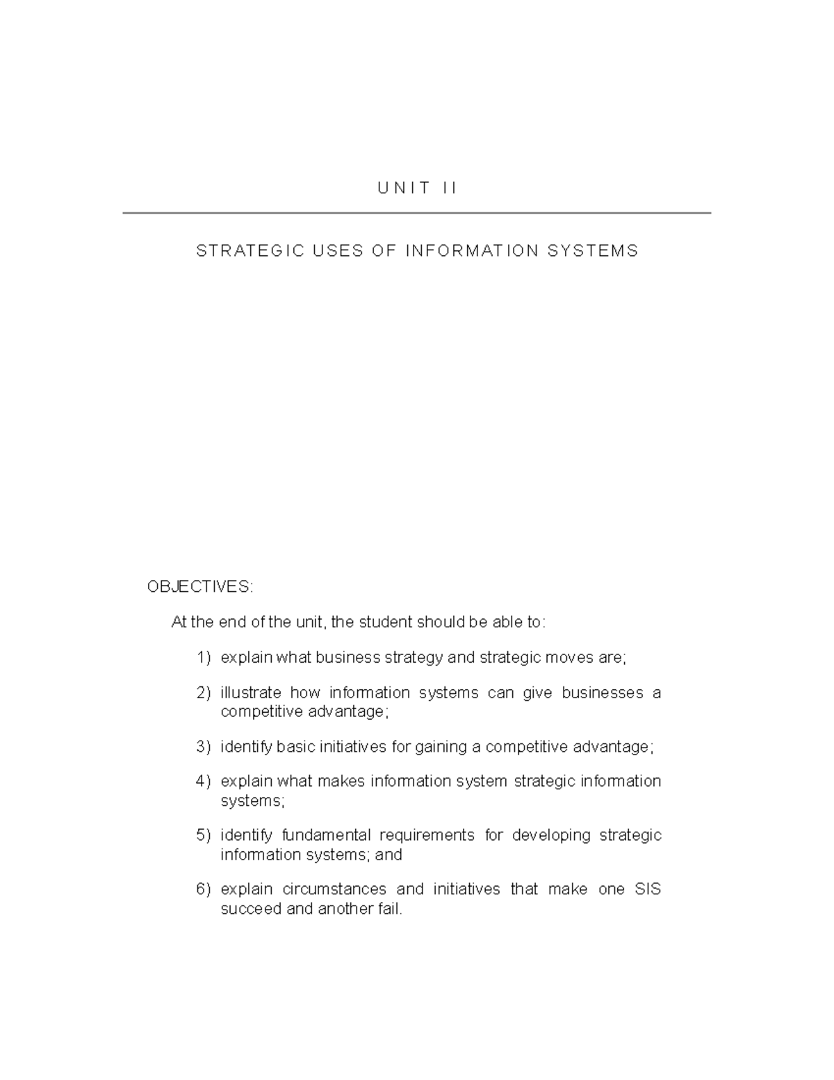 Unit2 - Unit 02 - U N I T I I S T R AT E G I C U S E S O F I N F O R M ...