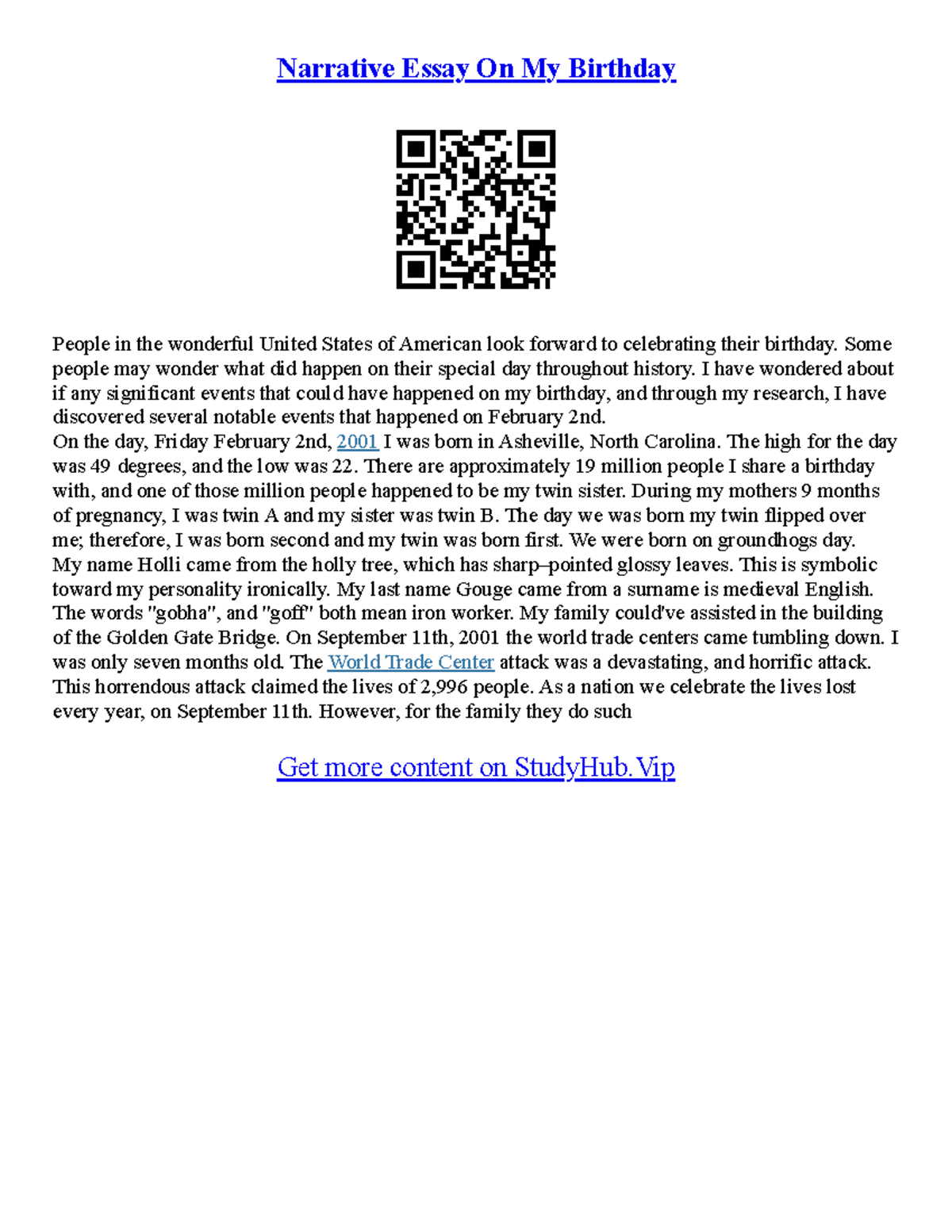 Essay On My Birthday - Narrative Essay On My Birthday People in the ...