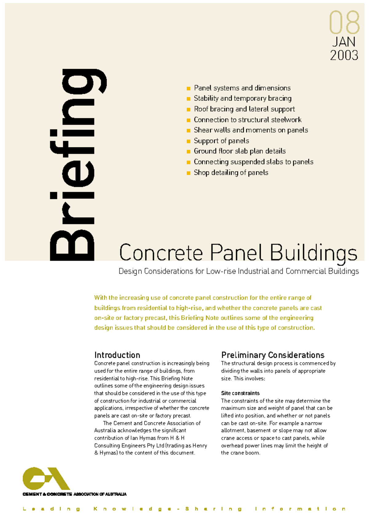 Concrete Panel Buildings - Panel systems and dimensions Stability and ...