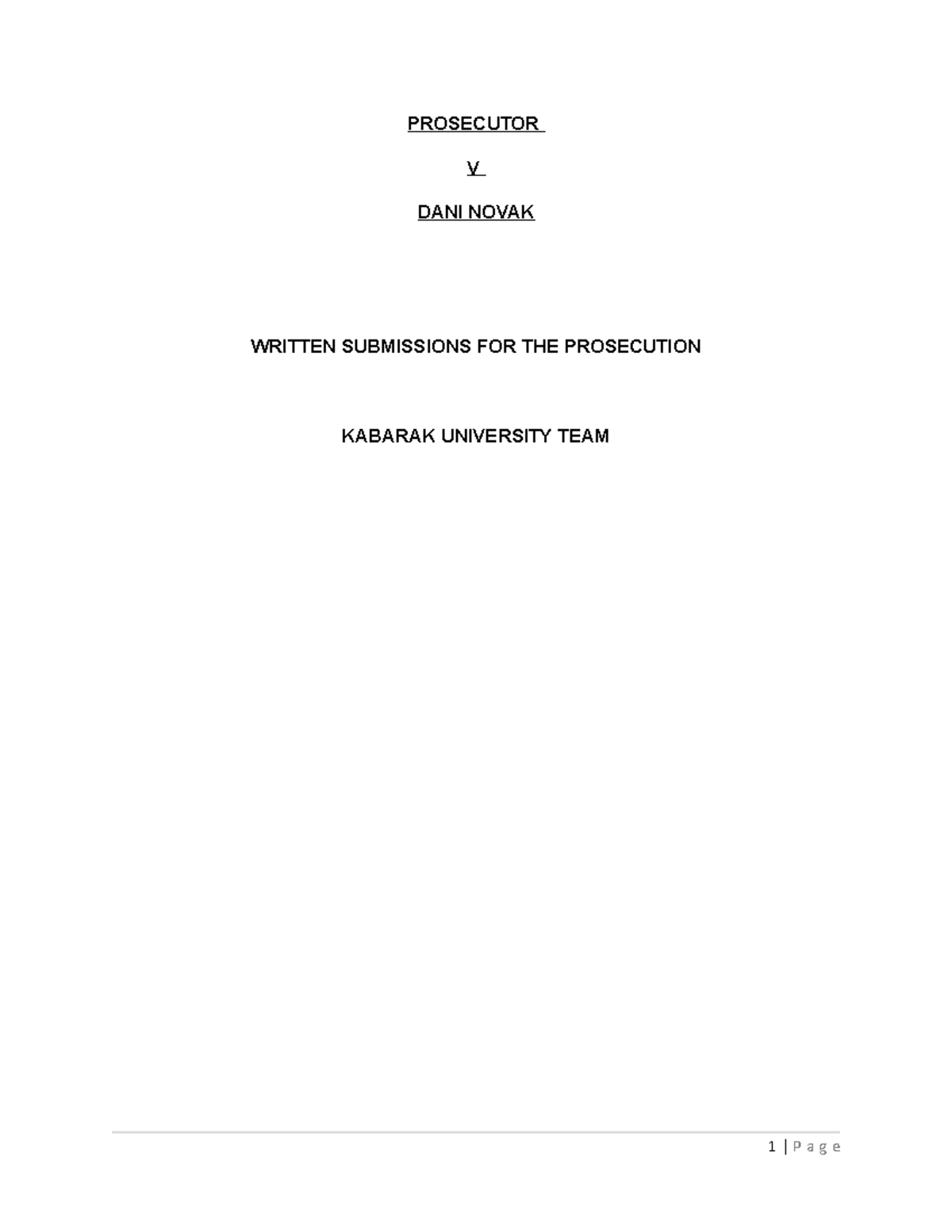 Kabarak University - Memorials FOR THE Prosecution, IHL MOOT 2021 ...