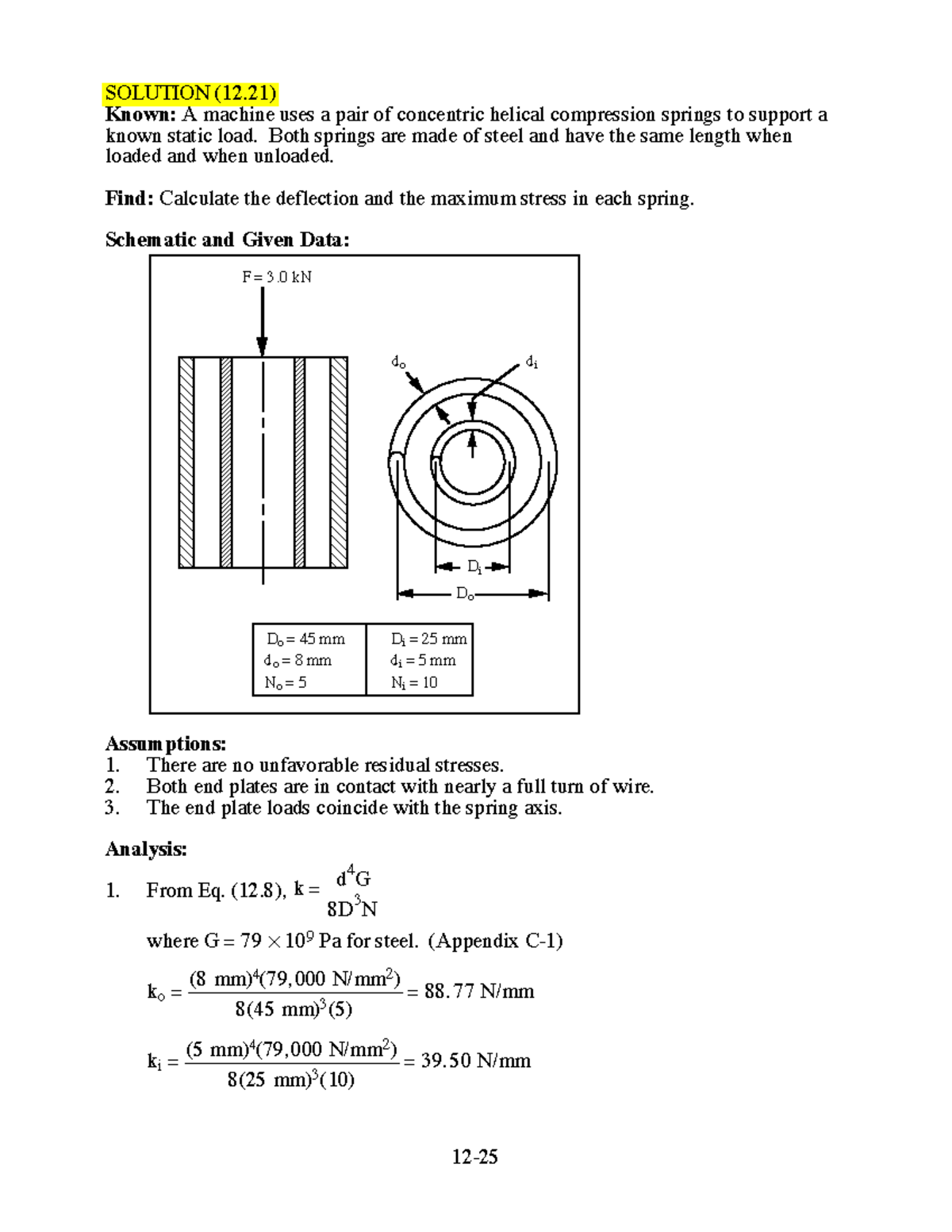 Chapter 12 solutions - SOLUTION (12) Known: A machine uses a pair of ...