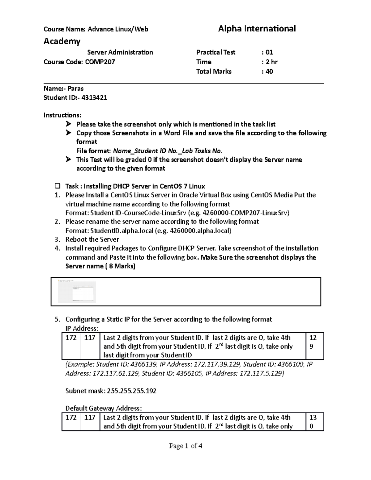 COMP207 Practical Test-1 - Academy **Server Administration Practical ...
