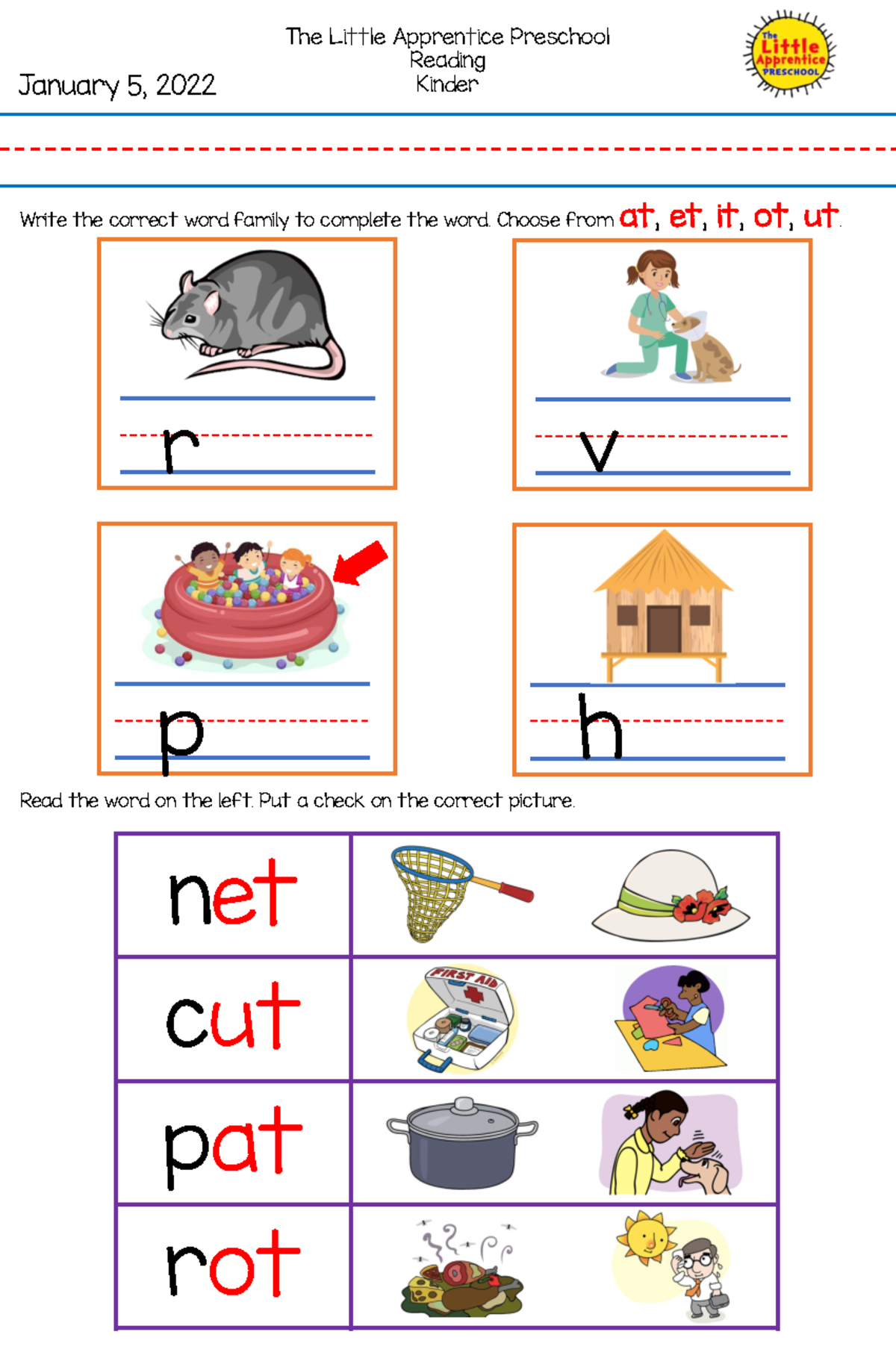 Jan 5 T Word Family - ws in rea - The Little Apprentice Preschool ...