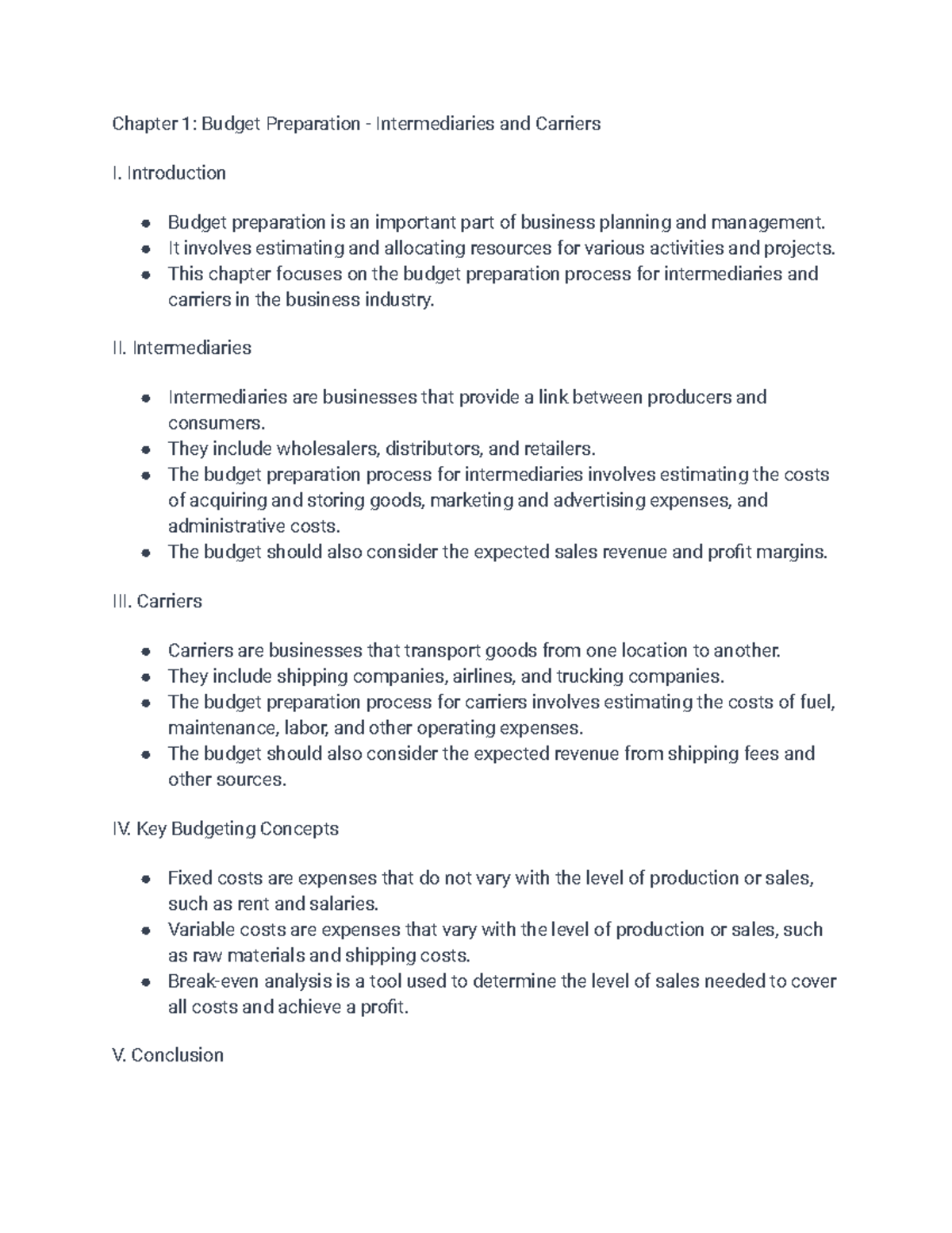 Mgt 1 - Introduction to business chapter 1 notes - Chapter 1: Budget ...