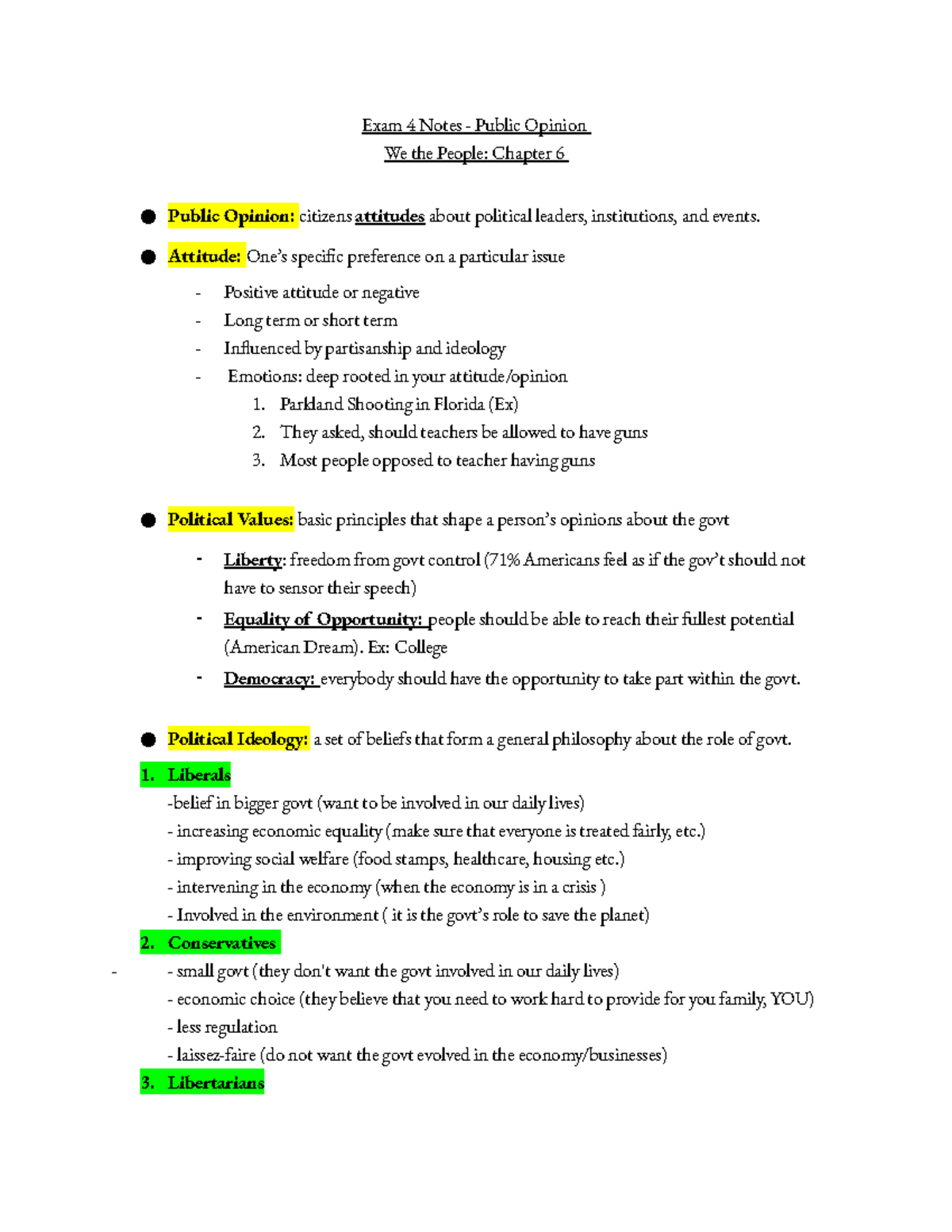 Exam 4 Notes - Public Opinion - Exam 4 Notes - Public Opinion We the ...