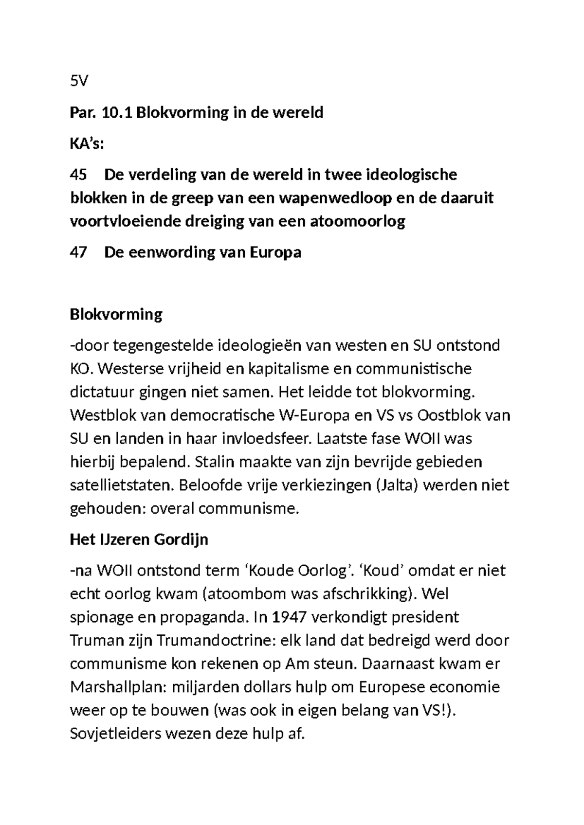 5V-par-10 - gesch - 5V Par. 10 Blokvorming in de wereld KA’s: 45 De ...