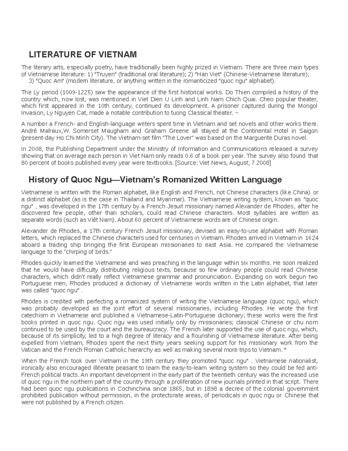 Literature OF Vietnam - ... - LITERATURE OF VIETNAM The literary arts ...