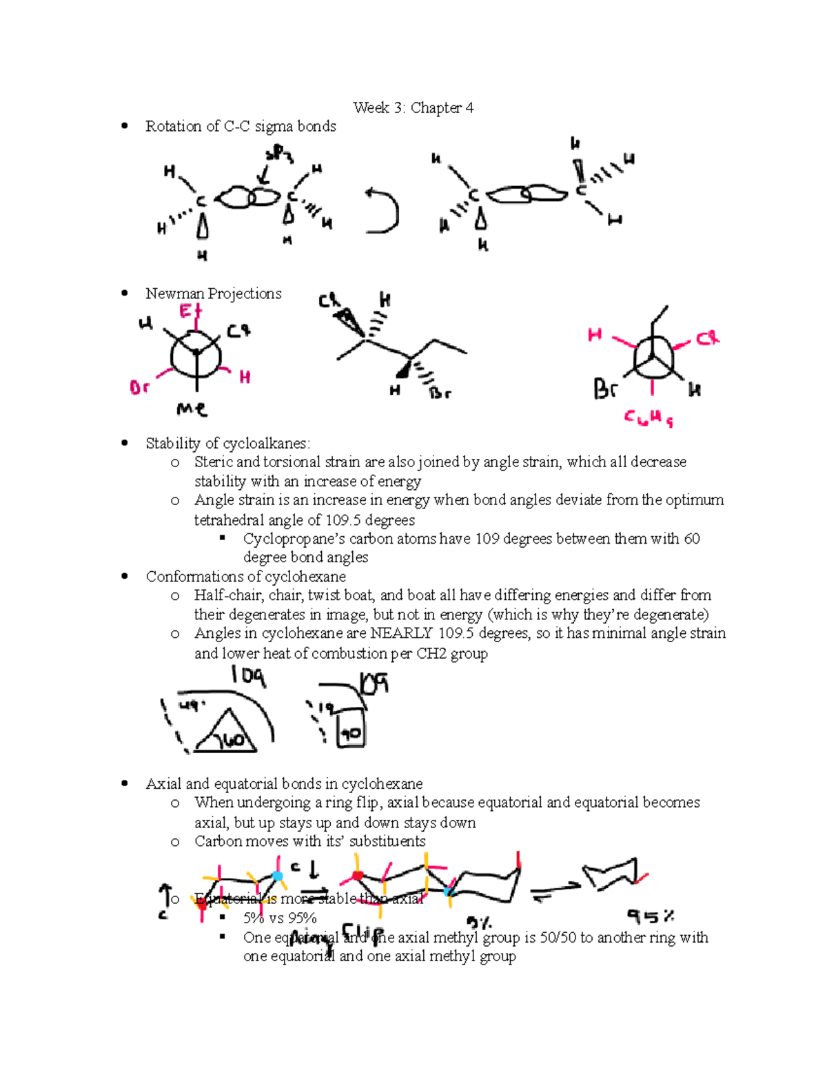 Week 3 Notes - Week 3: Chapter 4 Rotation of C-C sigma bonds Newman ...