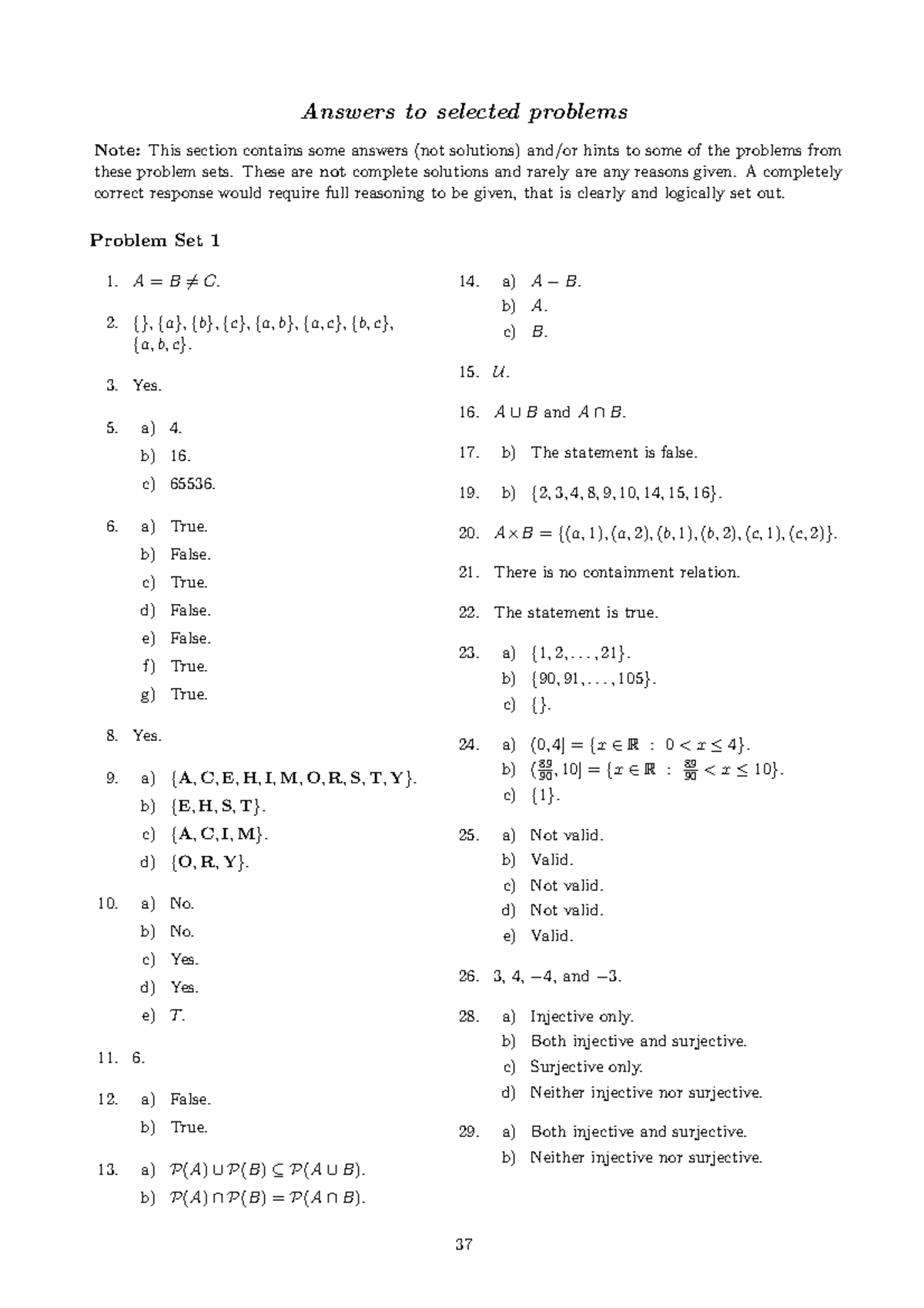 Answers - tutorial problem solutions - Answers to selected problems Note: This section contains ...