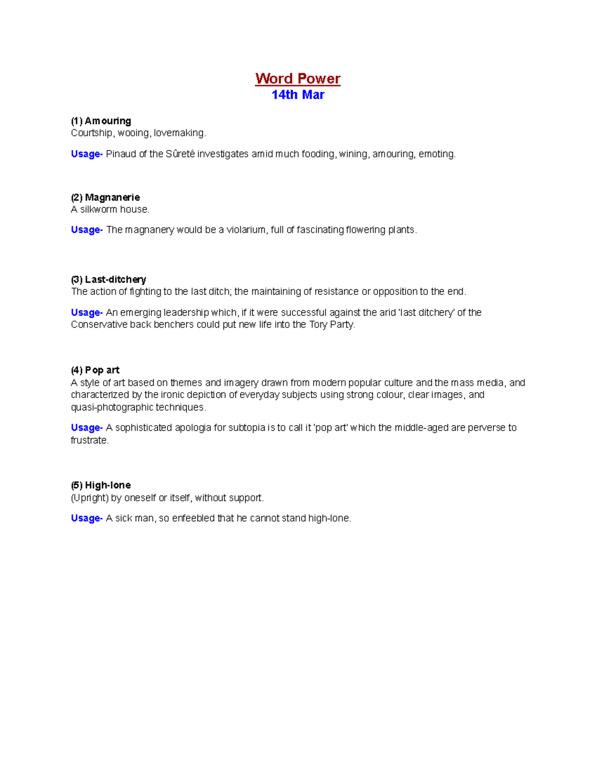 Word Power- 14th Mar - Very Usefull. - Word Power 14th Mar (1) Amouring ...