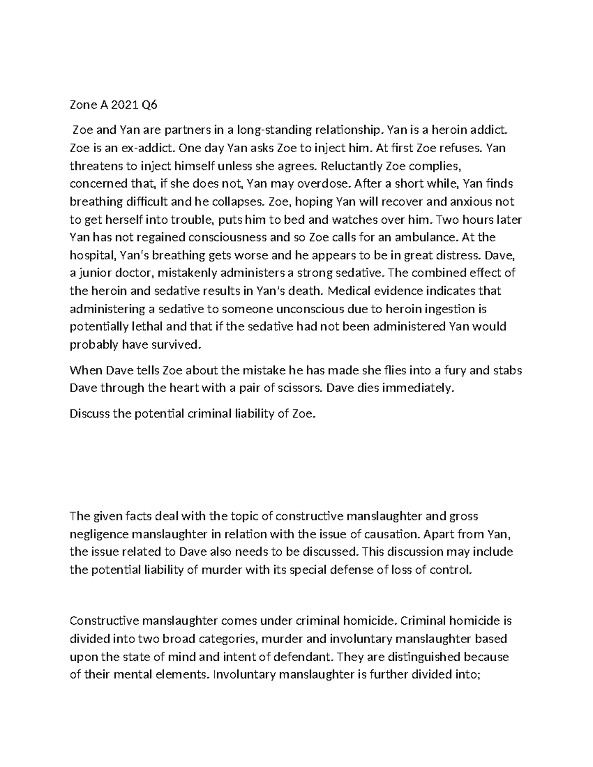 Pas paper Zone A 2021 Q6 - Zone A 2021 Q Zoe and Yan are partners in a ...