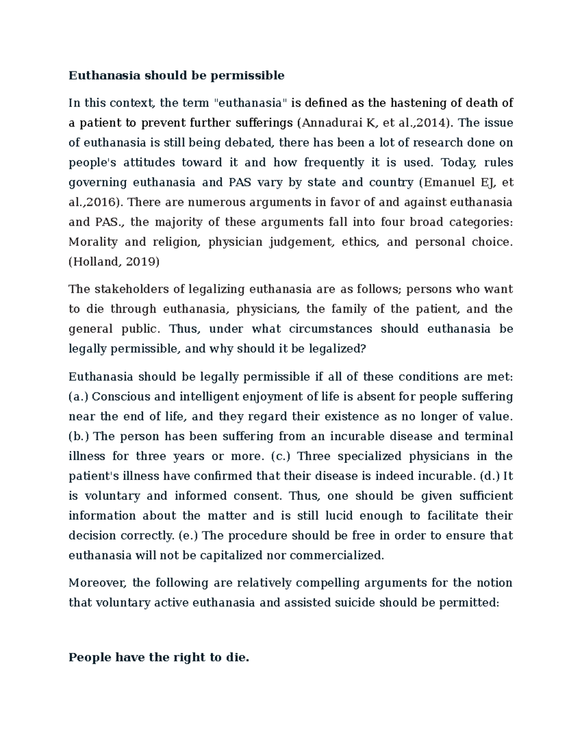 Euthanasia should be permissible - ,2014). The issue of euthanasia is still being debated, there ...