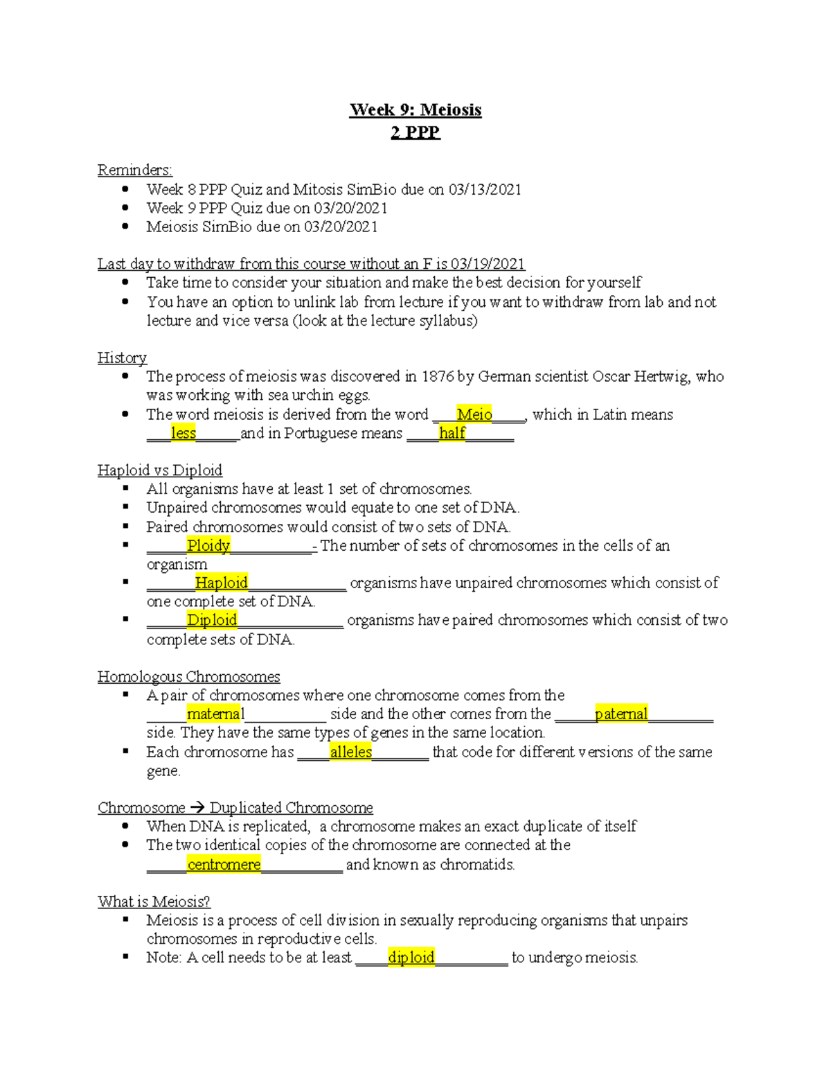 Week 9 Follow-Along Sheet Biological Principles - BSC 1010 - FAU - Studocu