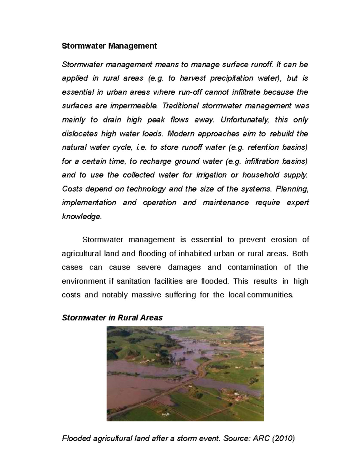 PM 110 Environment Technology 6 - Stormwater Management Stormwater ...