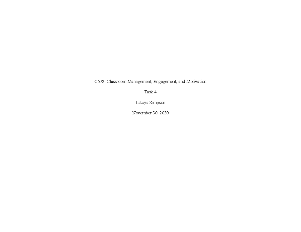 Project 4 TMI 45 - C572: Classroom Management, Engagement, and ...