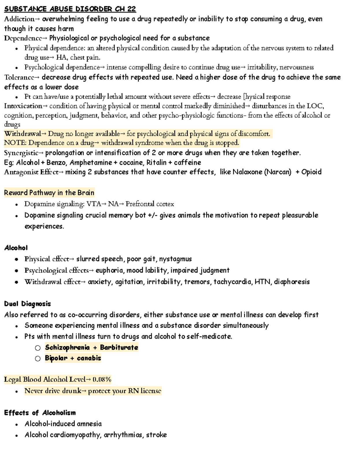 QUIZ 6-> 222 - Lecture notes Quiz 6 lecture notes - SUBSTANCE ABUSE ...