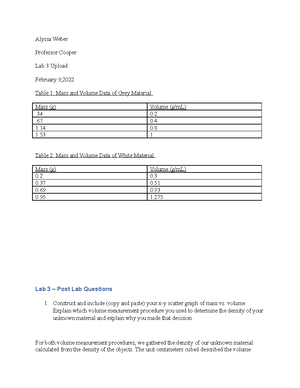 Lab 8 corrected - LabQuest PROCESSING THE DATA Make a graph of your pressure vs. volume data. If ...