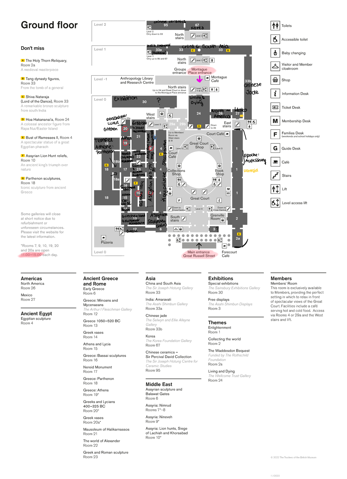 British Museum Map and infos - Ground floor Level 2 Level - Level 1 ...