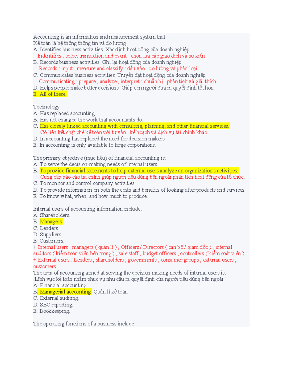 ôn tập chapter 1 - good - Accounting is an information and measurement ...