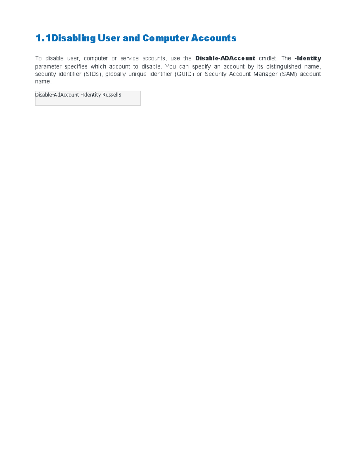 Assignmnet 6 (1) Soltuion - 1 Disabling User and Computer Accounts To disable user, computer or ...