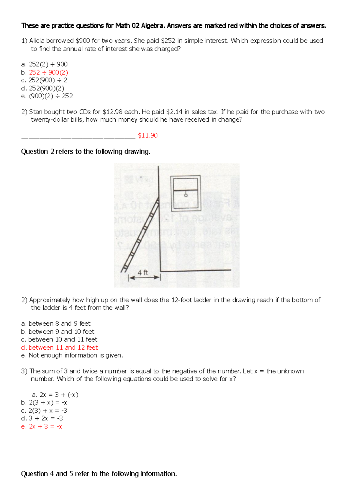 10 Practice Questions in Math 02 College Algebra - These are practice ...
