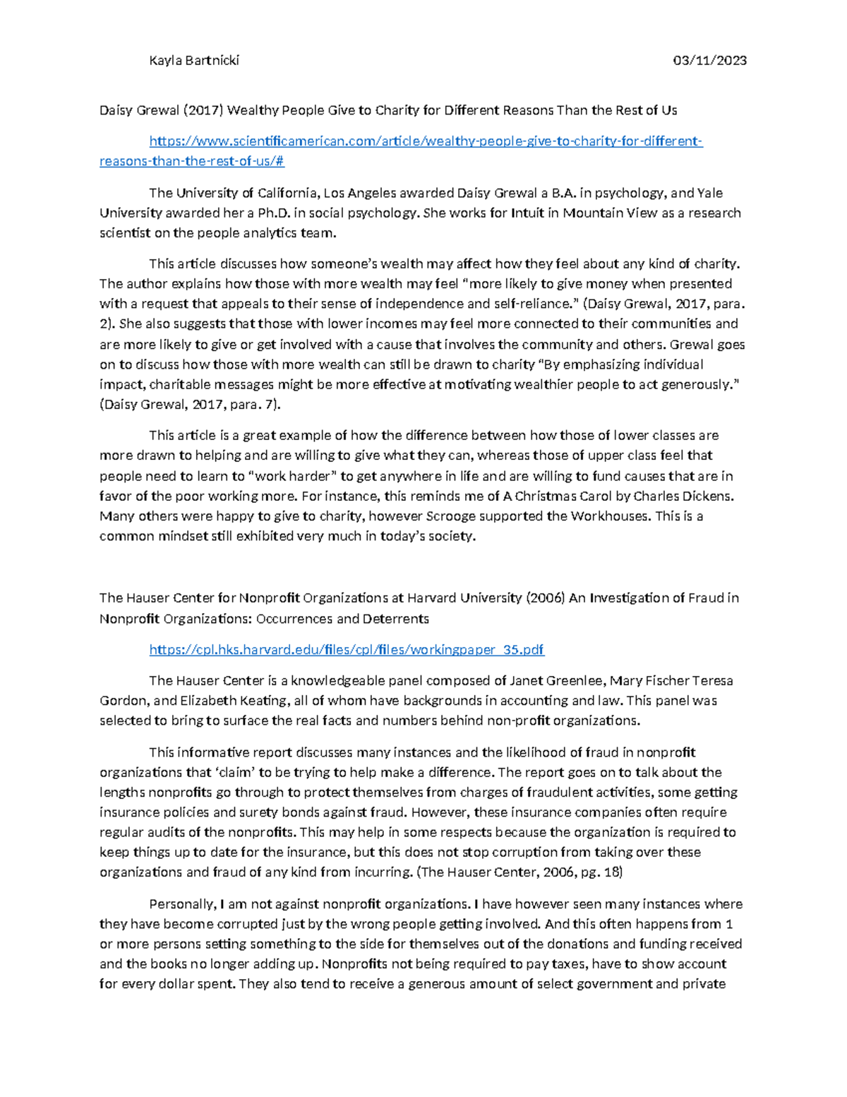 Kayla Bartnicki. Project 1. ENG 104 (revise) - Daisy Grewal (2017 ...