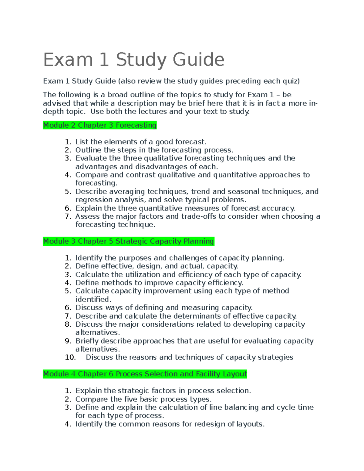 Exam 1 Study Guide - exam 1 tips - Exam 1 Study Guide Exam 1 Study ...