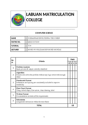 Written assignment DC024 Scomp Kolej Matrikulasi Labuan KML - Nur ...