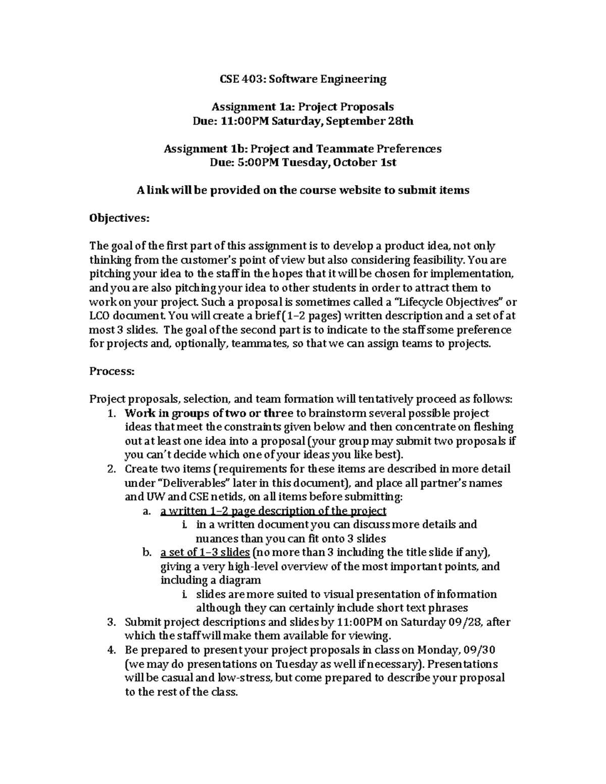 Assignment Project Proposal - CSE 403: Software Engineering Assignment ...