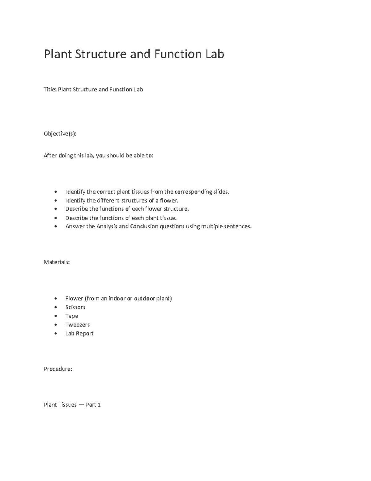 Plant Structure Lab correct One Plant Structure And Function Lab plant-structure-lab-correct-one-plant-structure-and-function-lab