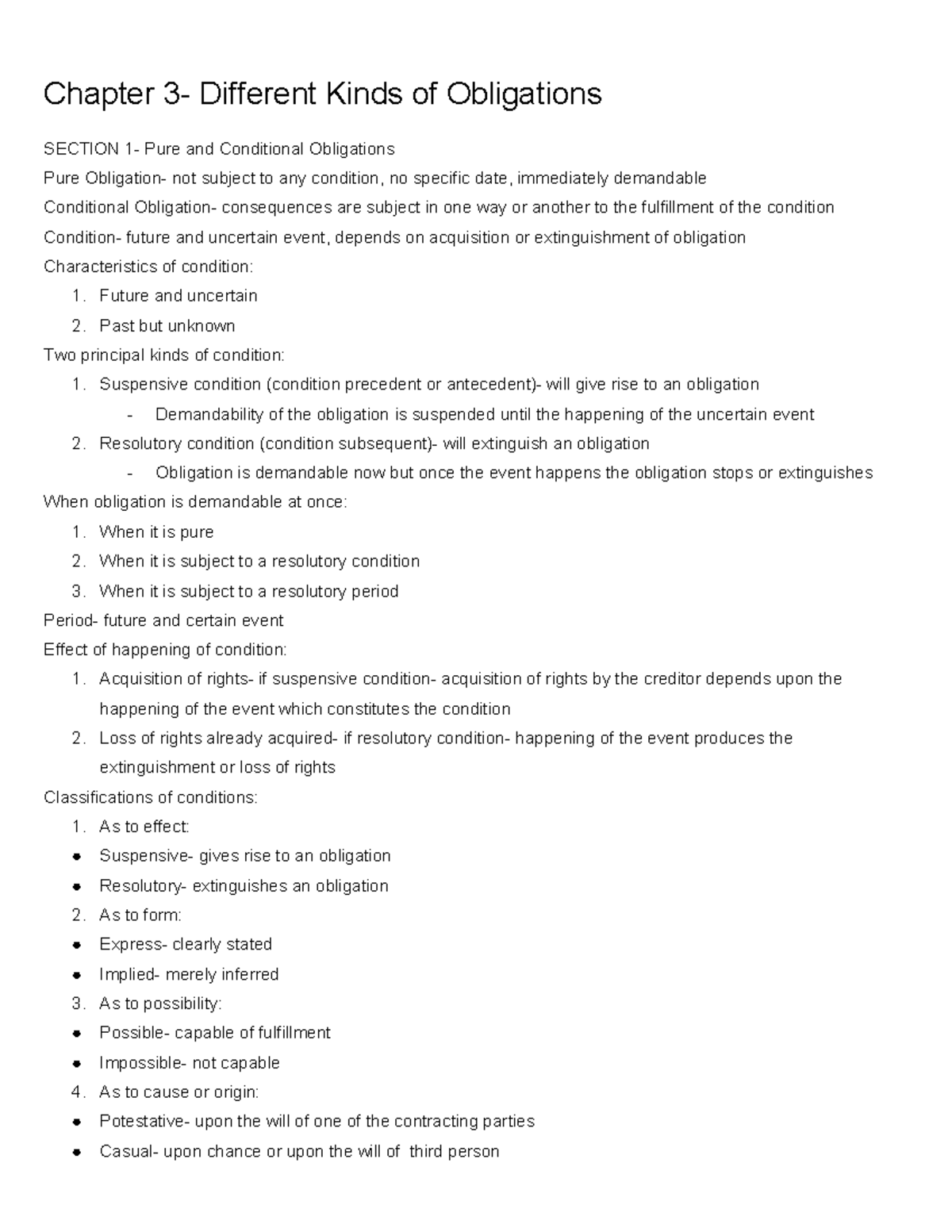 Oblicon Notes - Chapter 3- Different Kinds of Obligations SECTION 1 ...