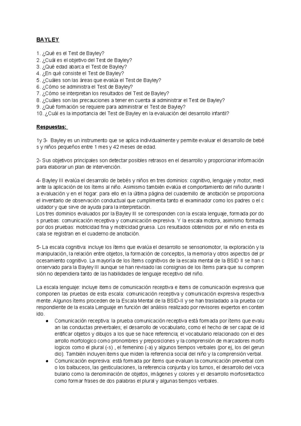 Bayley - tecnicas de evaluación del desarrollo - BAYLEY ¿Qué es el Test ...