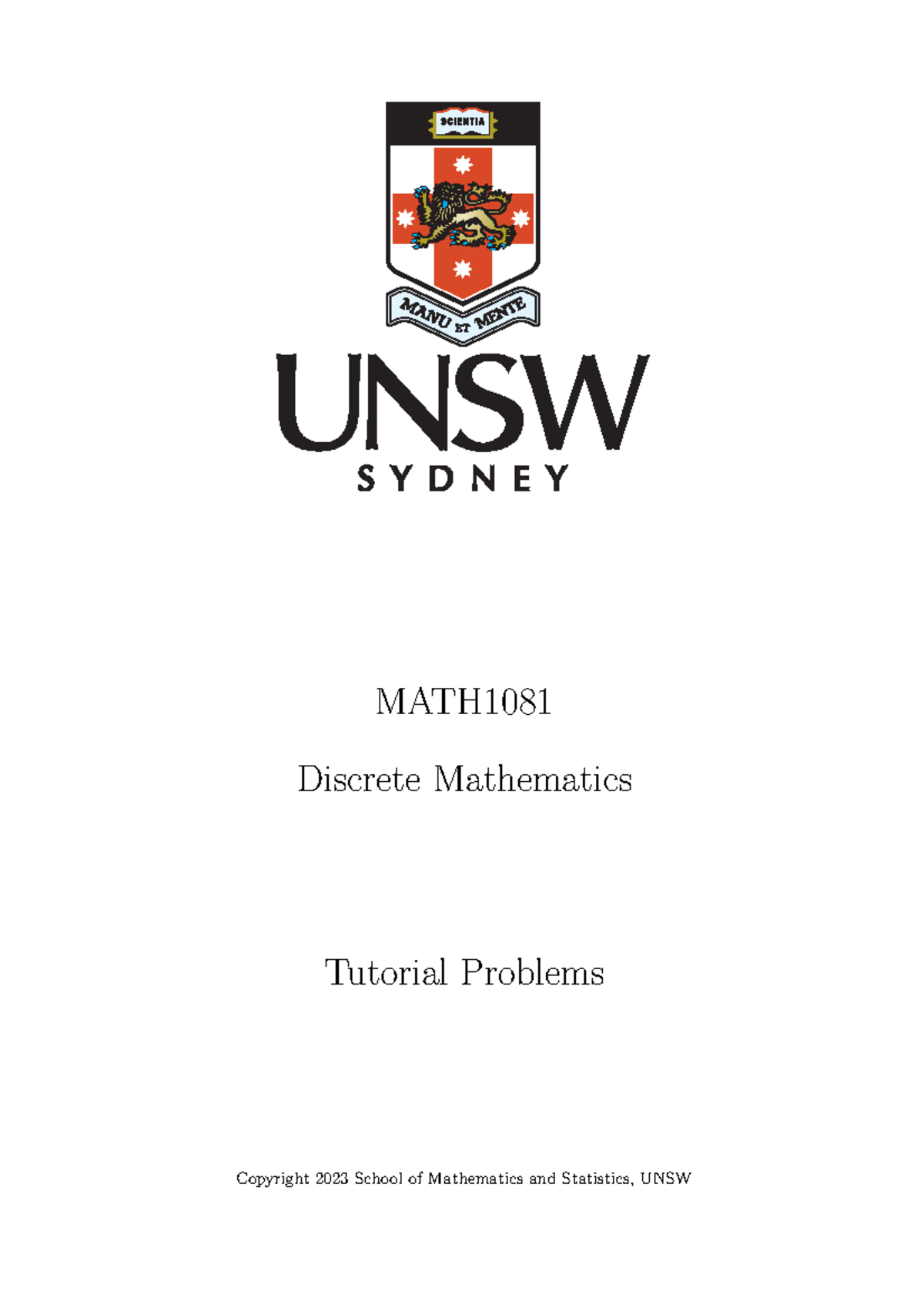 Tutorial 1 Questions Math Discrete Mathematics Tutorial Problems